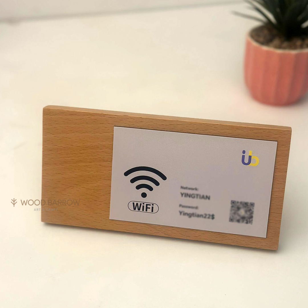 Customizable Wooden WiFi Sign - Custom Engraved Wireless Network ...