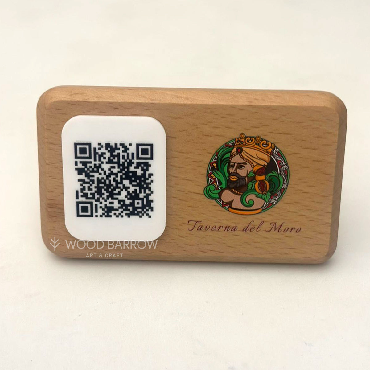 Customizable Wooden QR Stand with Logo Prints | Made in UAE