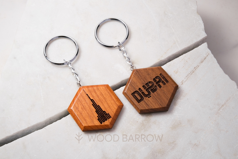 Customizable Wooden Keychain with Dubai Theme - Carry a Piece of the I