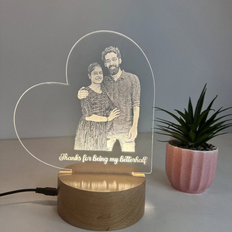 Personalized Couple Photo Engraved Gift - LED Lamp