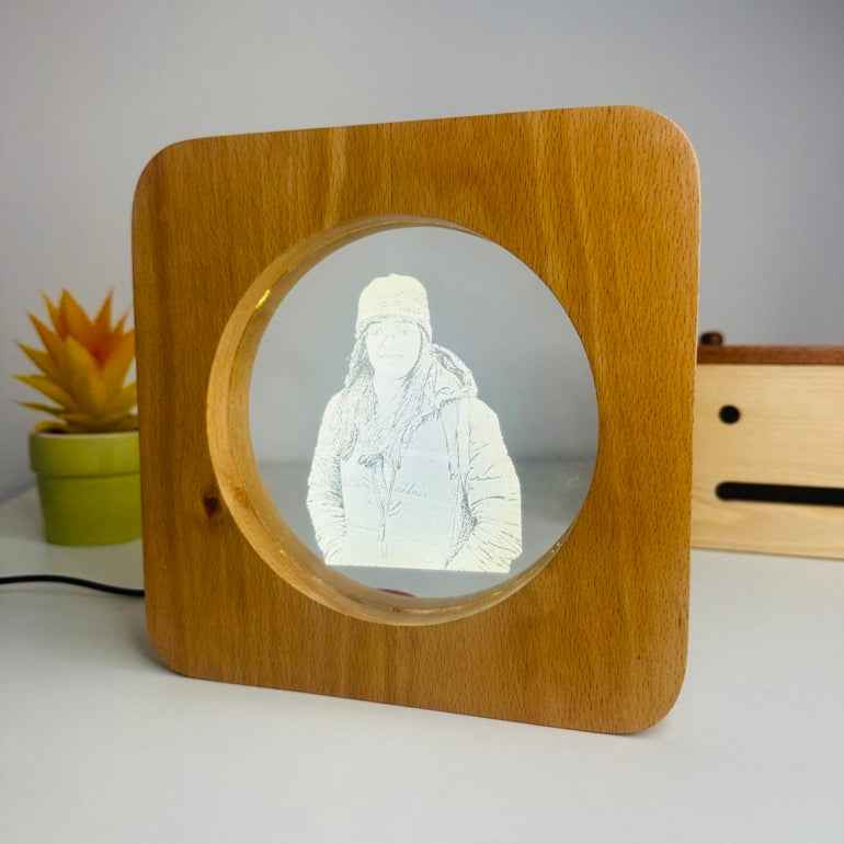 Customizable Photo Engraved Wooden Frame Gift