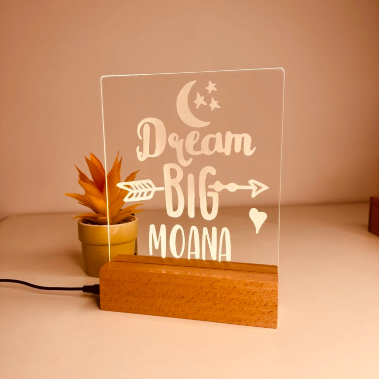 Personalized Text Engraved Lamp for Little Ones