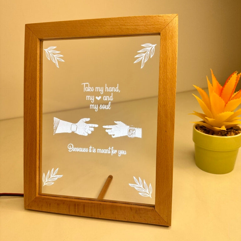 Personalized Acrylic Engraved Wooden Frame with LED Light