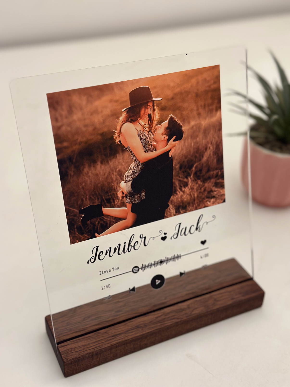 Acrylic Plaque Photo Frame with a Spotify Scannable Code