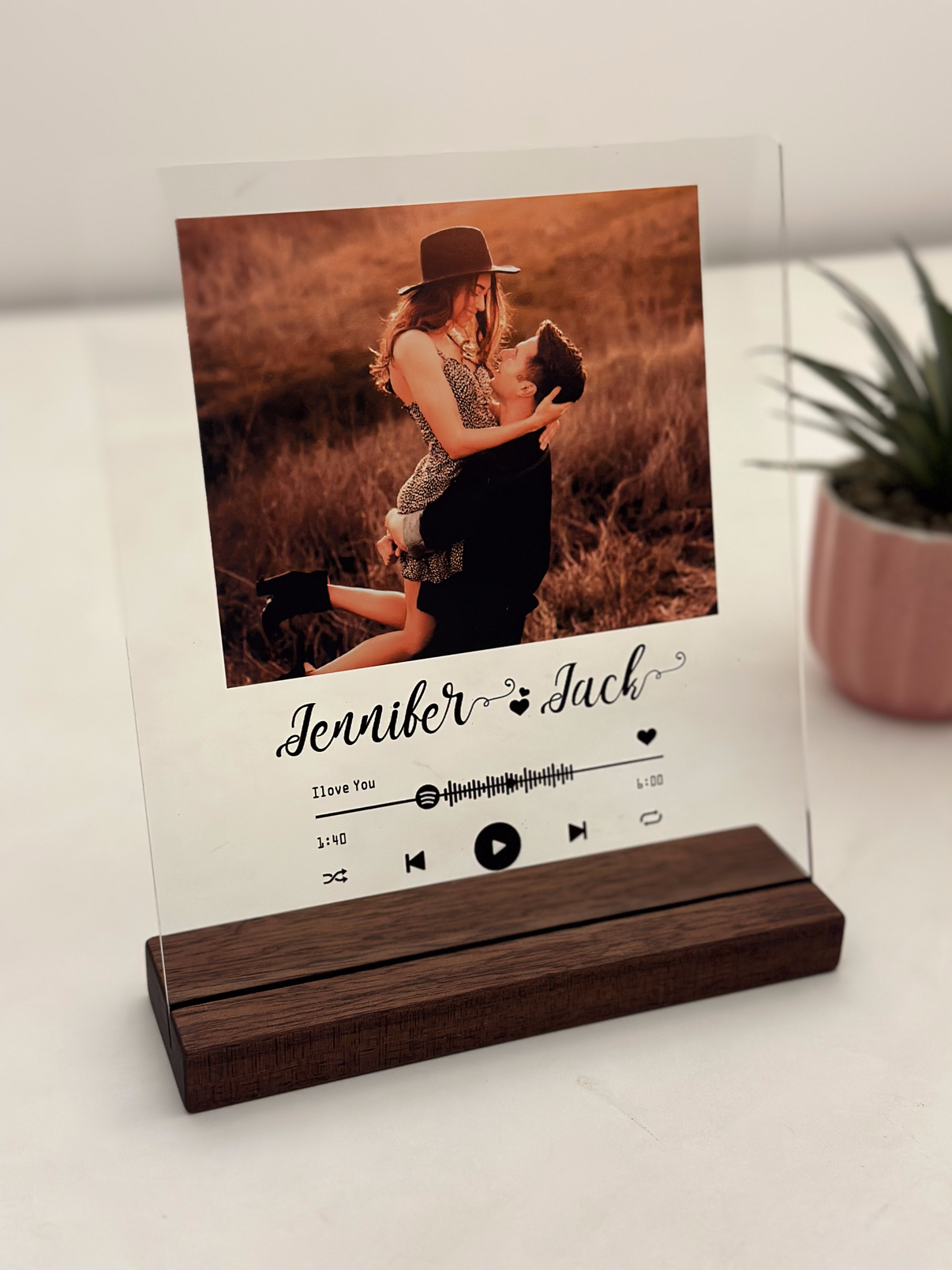 Acrylic Plaque Photo Frame with a Spotify Scannable Code