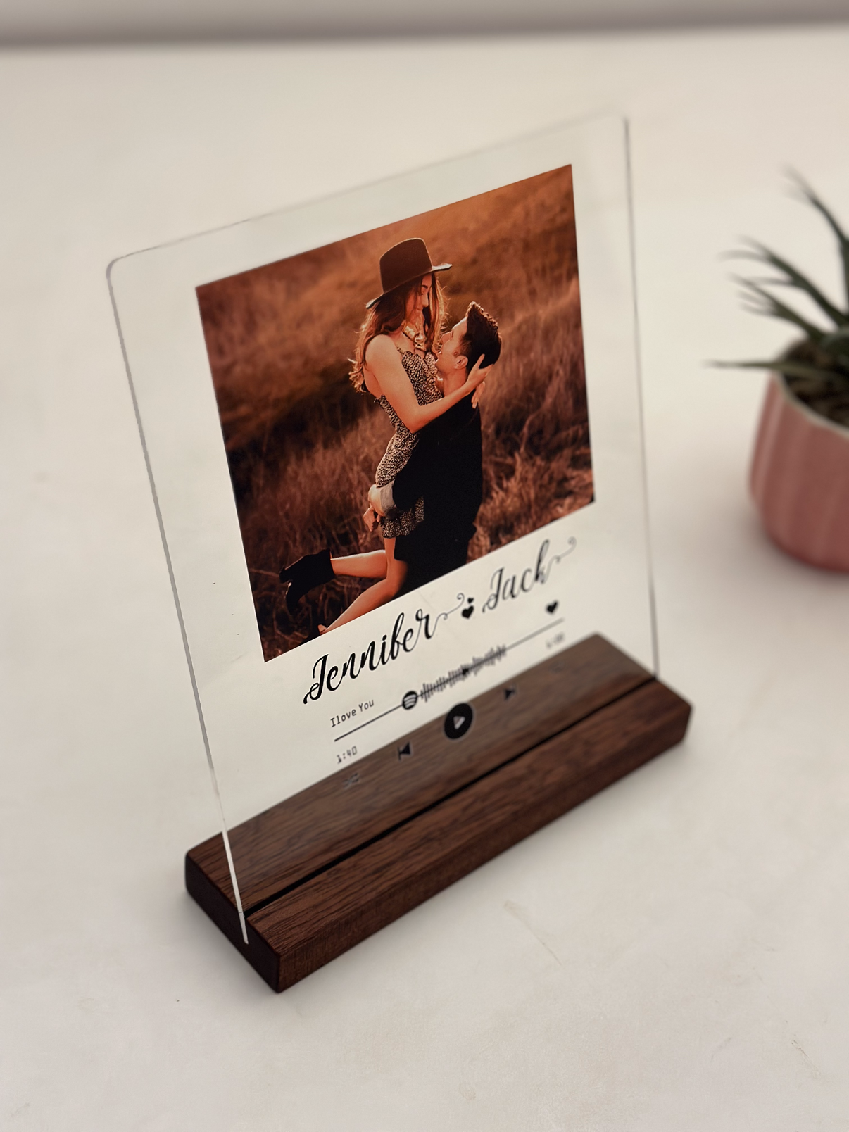 Acrylic Plaque Photo Frame with a Spotify Scannable Code