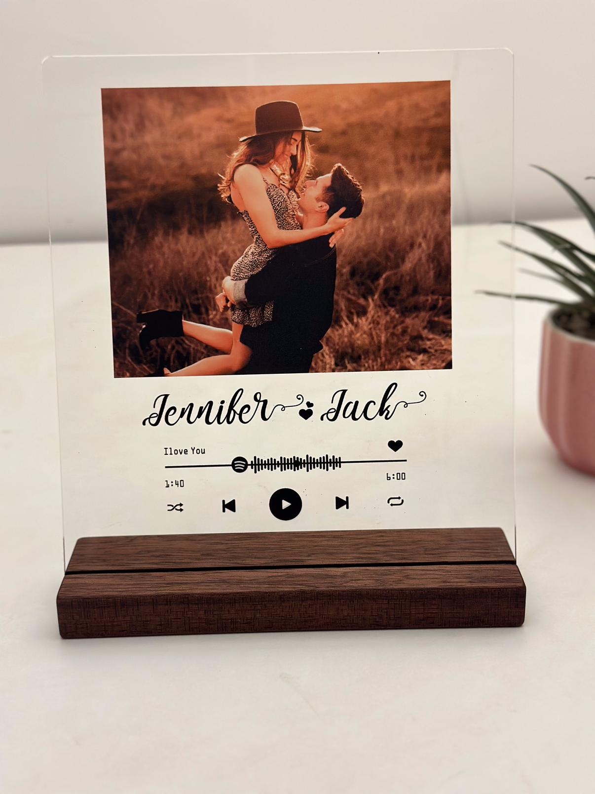 Acrylic Plaque Photo Frame with a Spotify Scannable Code