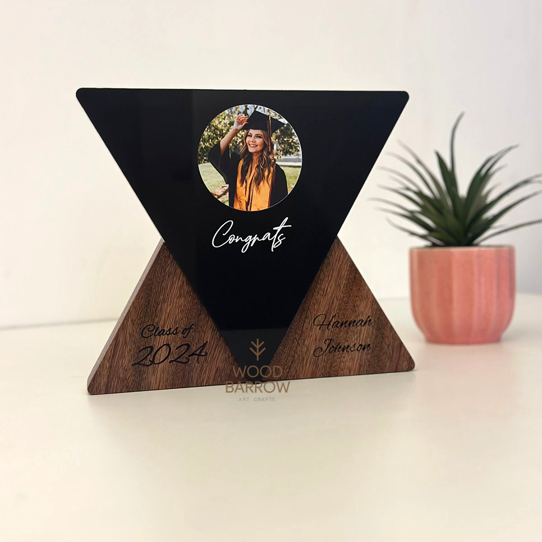 Personalized Wooden Trophy & Acrylic Gift for Graduation Day - Made in
