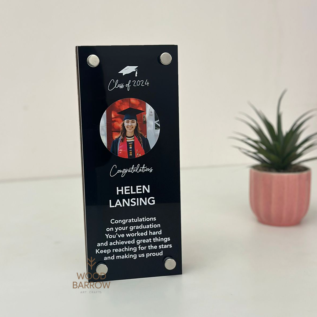 Customized Wood and Acrylic Graduation Trophy Tower