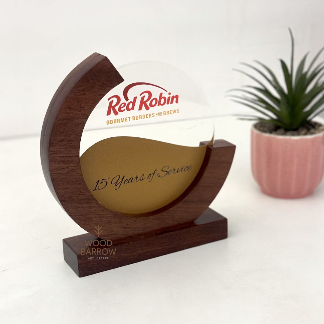 Custom Engraved Wooden Moon Acrylic Awards